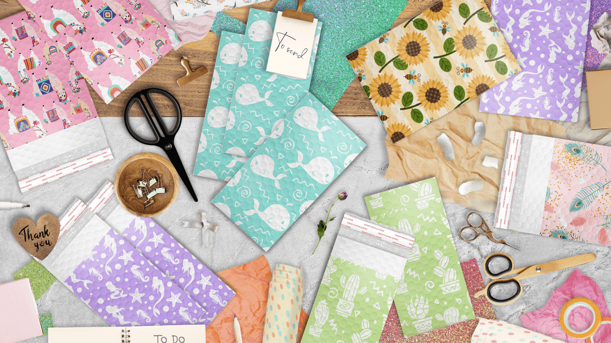 Shop 4x8 Small Printed Poly Bubble Padded Mailers Collection