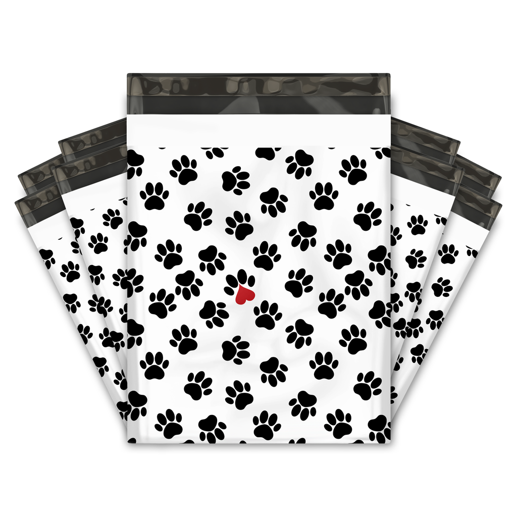 Buy 12x15 Paw Prints Designer Poly Mailers - Premium Print