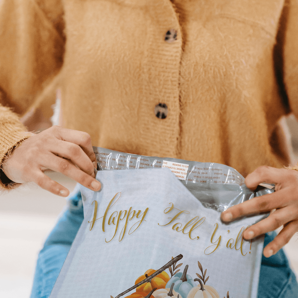 10x13 Hello Fall Designer Poly Mailers - Pro Supply Global